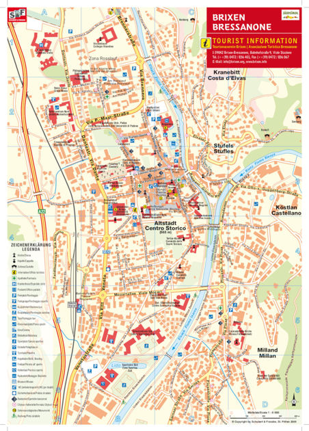 City map Brixen, street-map and city plan of Brixen in Eisacktal
